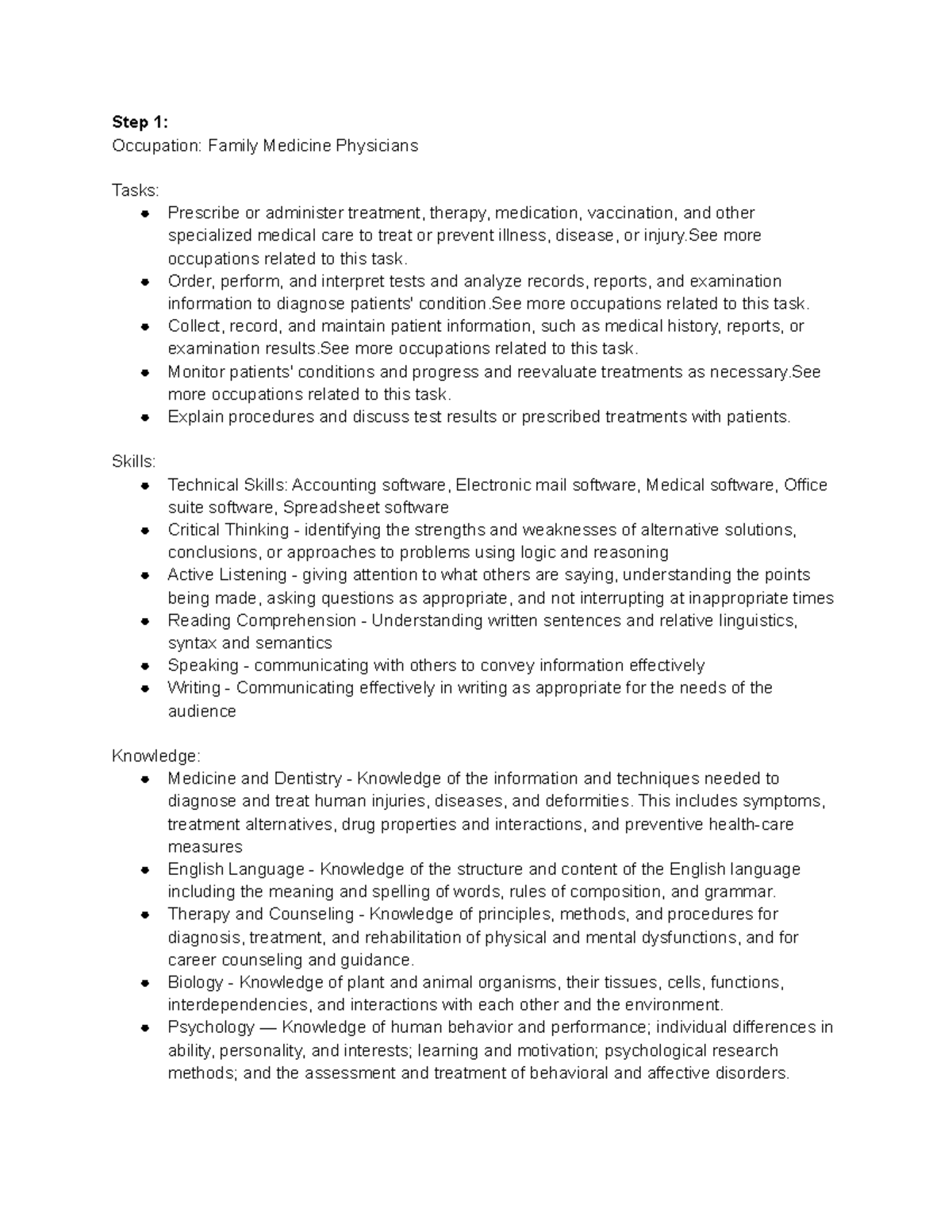 Lifesci 2AA3 Activity 7 Tutorial activity - Step 1: Occupation: Family ...