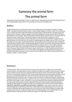 Book report Animal Farm - BOOKREPORT ANIMAL FARM SUMMARY Animal Farm ...