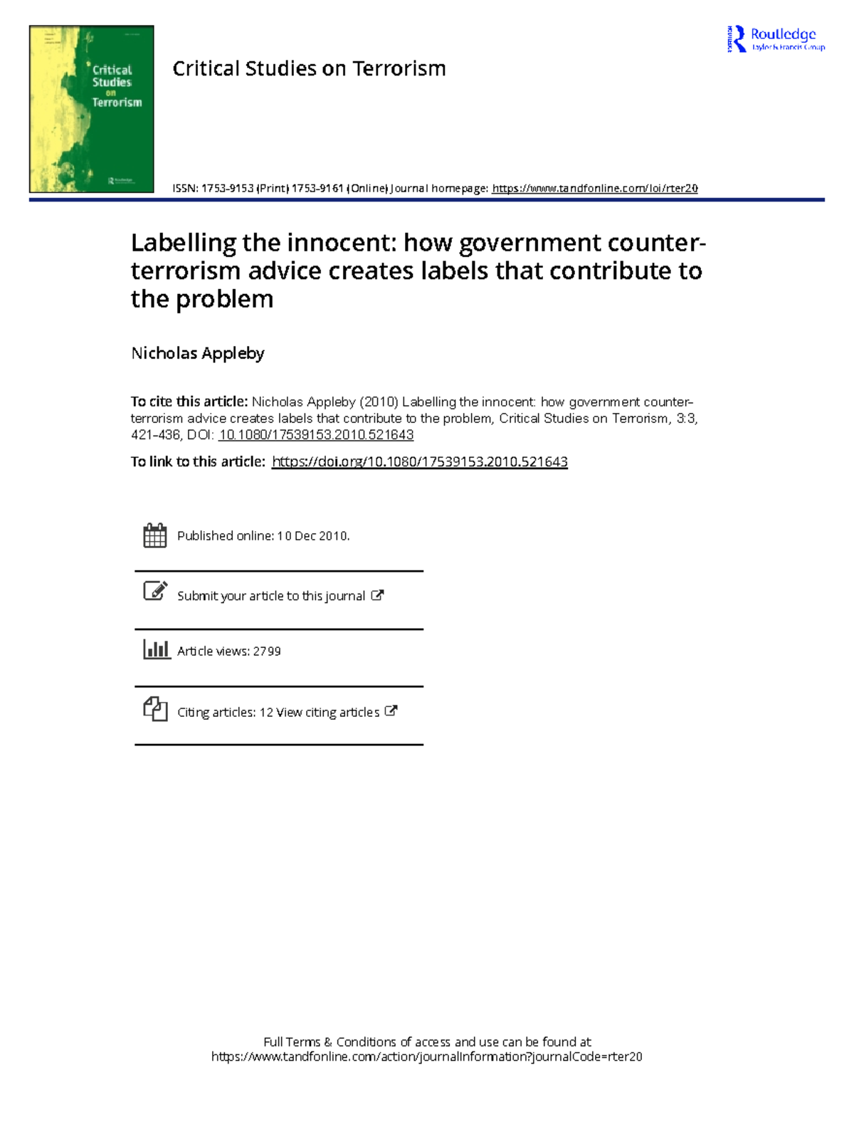 Labelling the innocent how government counter terrorism advice creates ...