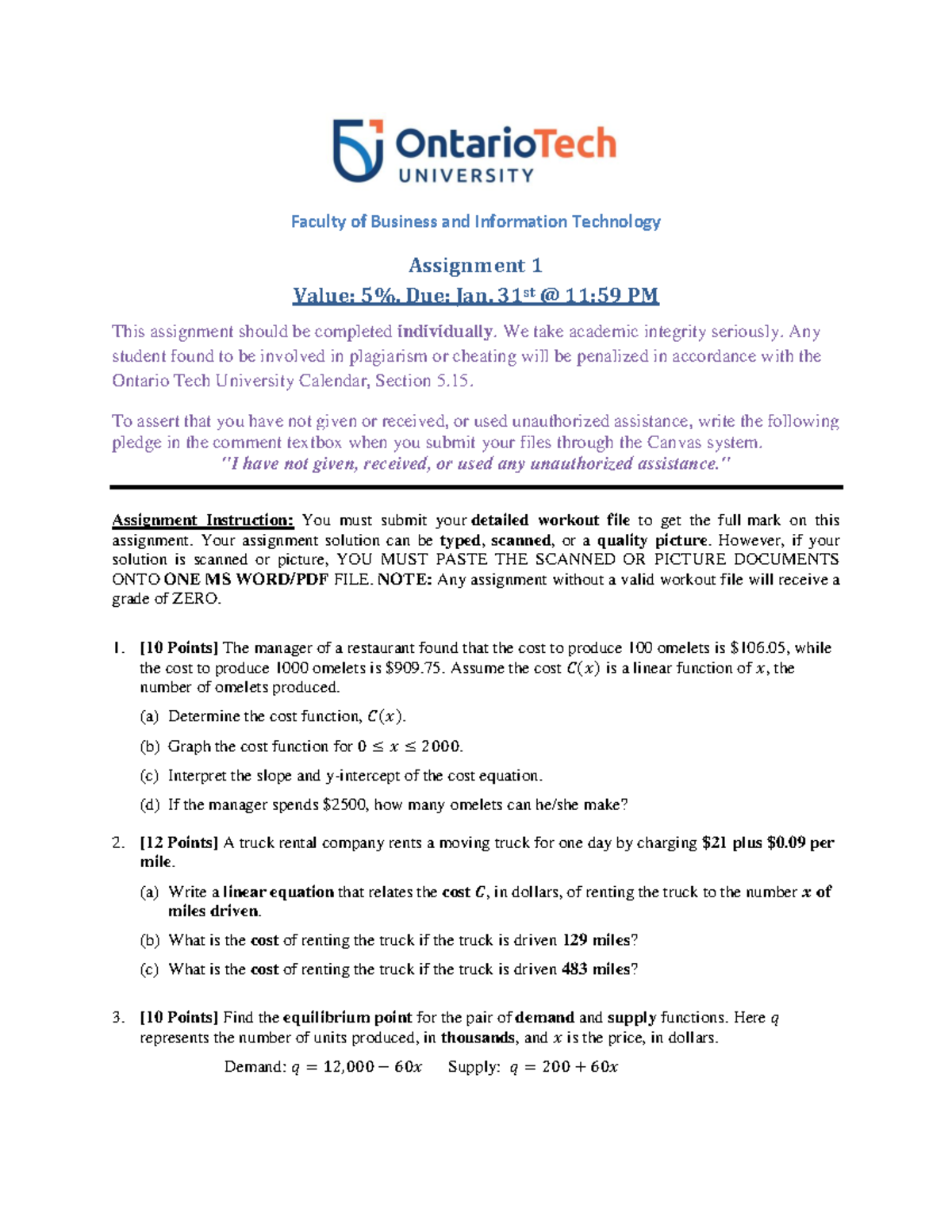 Assignment 1 - Faculty of Business and Information Technology ...