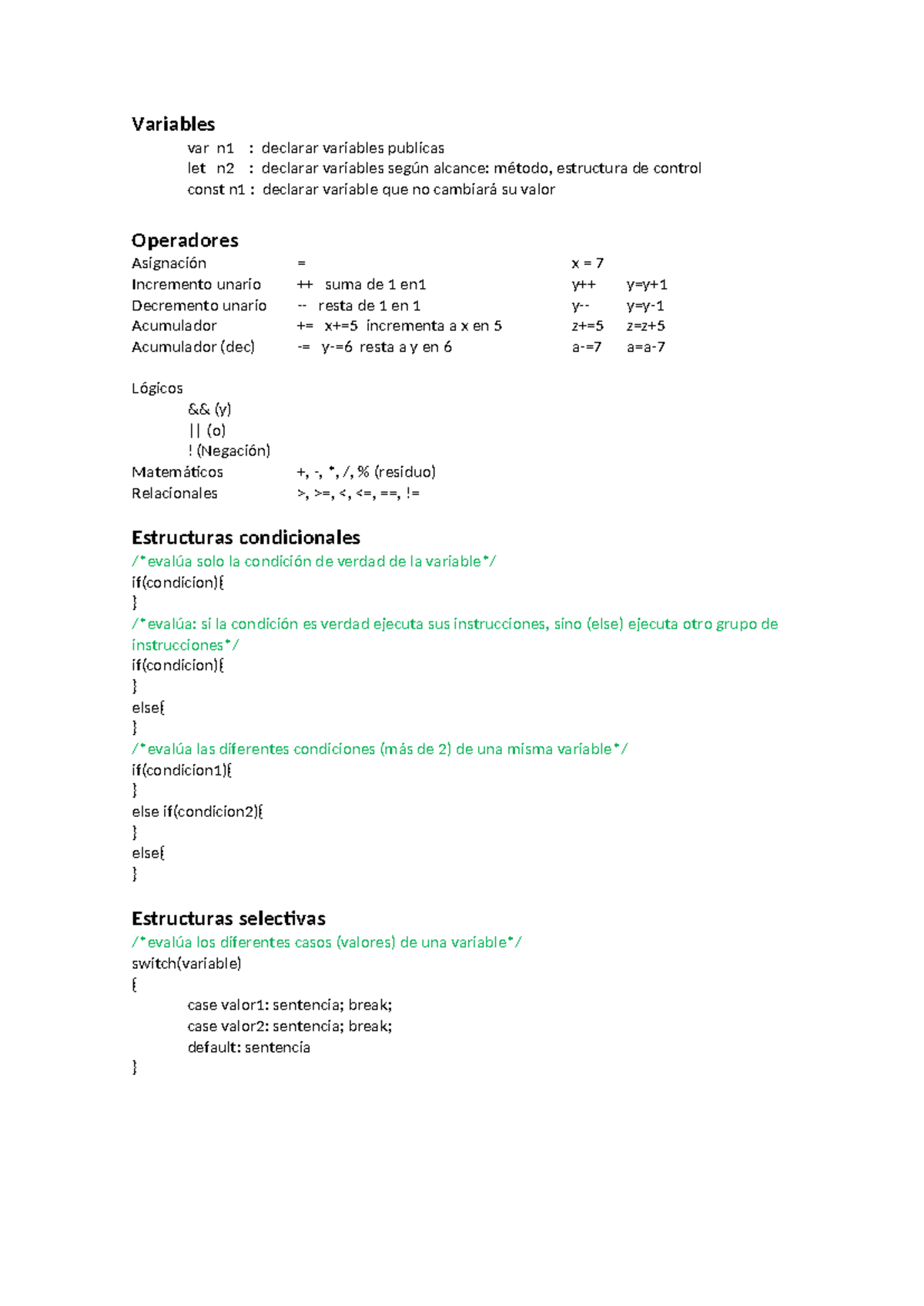 Javascript 1 - ooooooooooooooooooooooooo - Variables var n1 : declarar ...