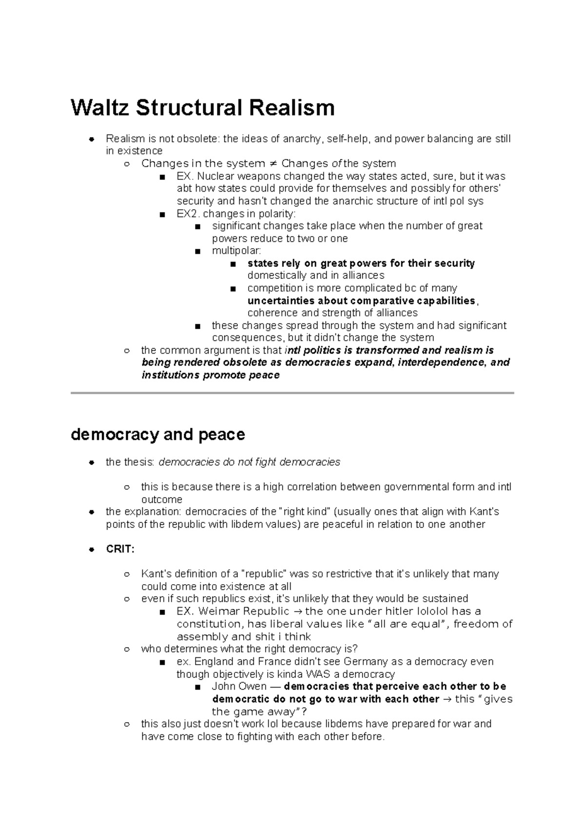 Waltz structural Realism - Waltz Structural Realism Realism is not ...