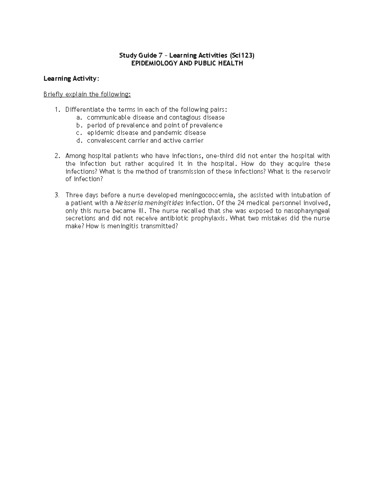 Study Guide 7 Learning Activities Sci123 - Study Guide 7 – Learning ...