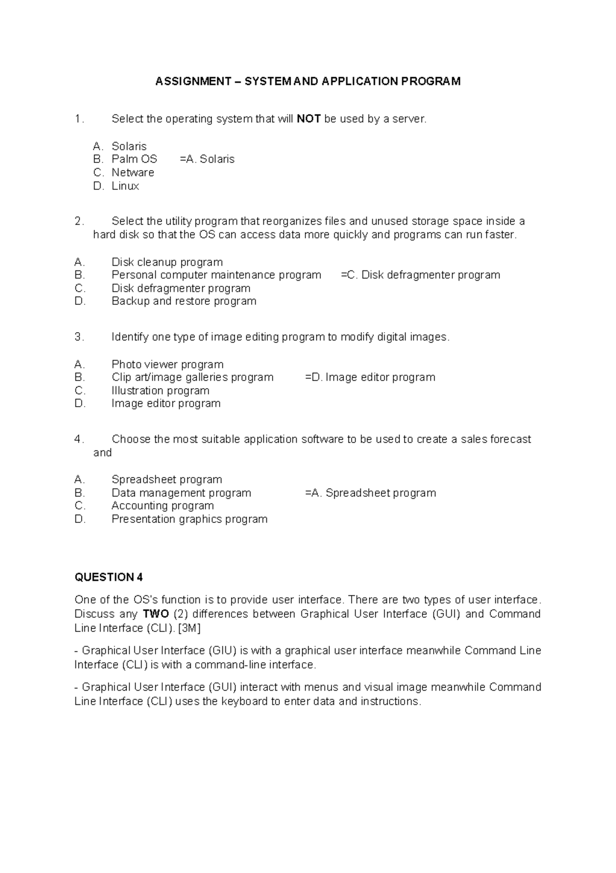 Csc Assignment Civil Engineering Assignment System And Application Program Select The