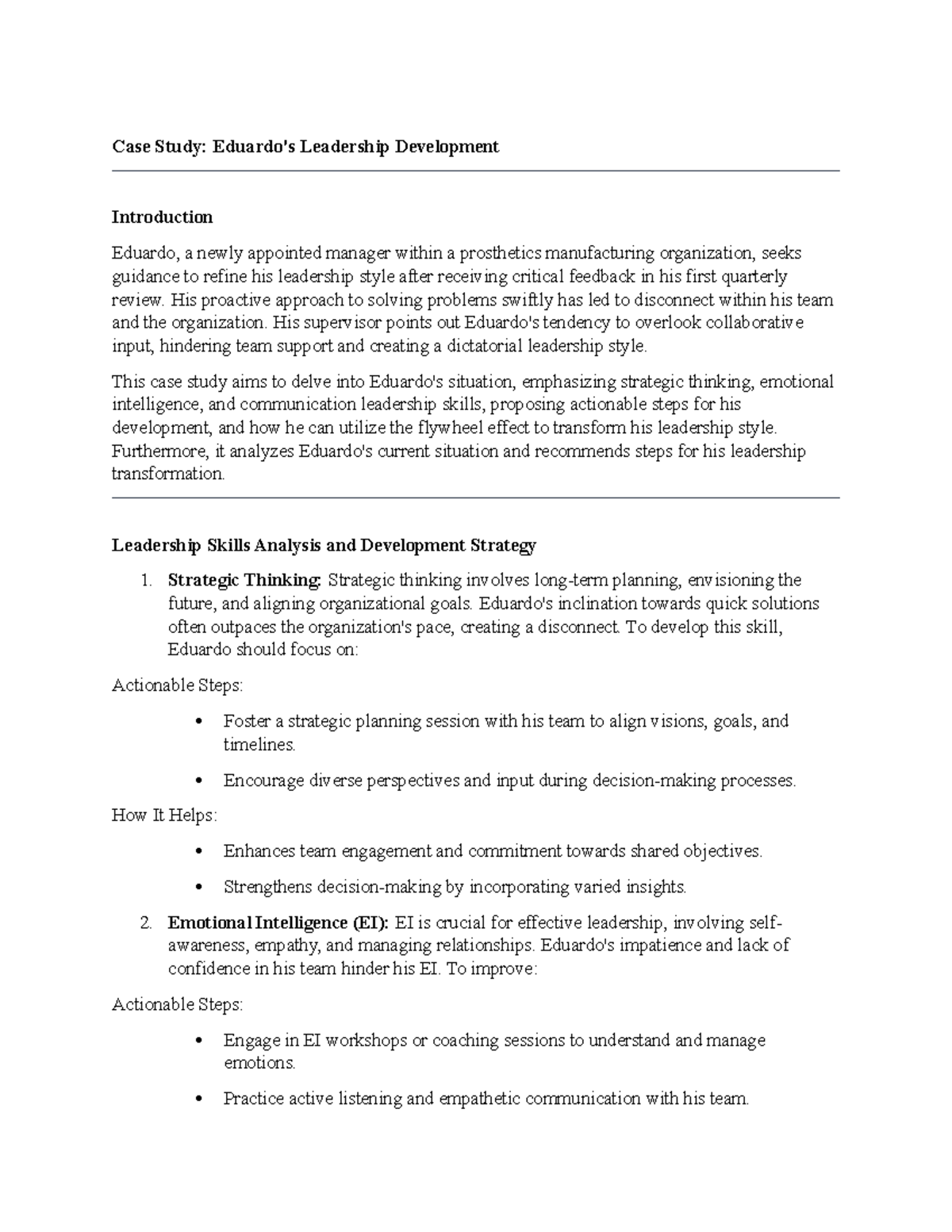 Case Study-Module 4 - assigment - Case Study: Eduardo's Leadership ...