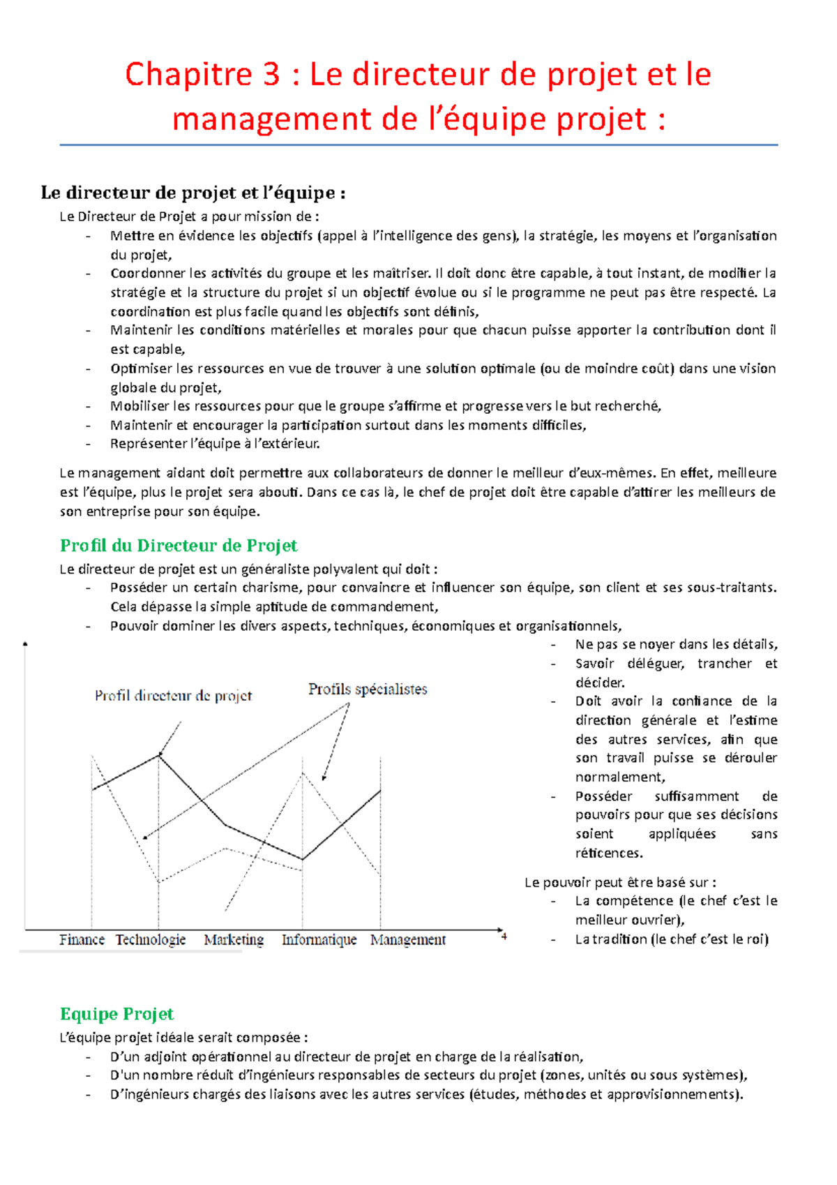Chapitre 3 - Management de projet - Chapitre 3 : Le directeur de projet ...