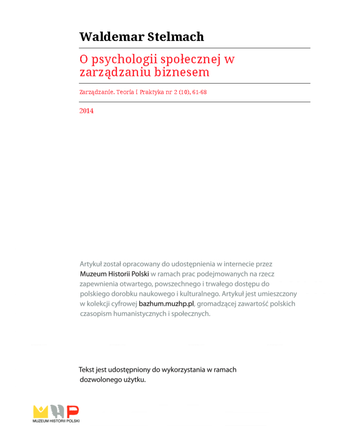 Waldemar Stelmach - Teoria i Praktyka nr 2 (10), 61- Waldemar Stelmach ...