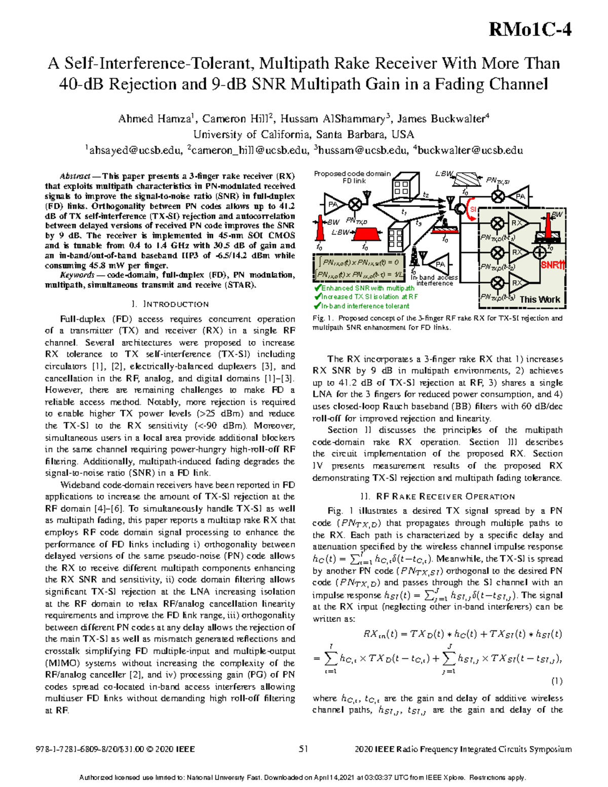 RF Integrated Circuits Papers Part25 - A Self-Interference-Tolerant ...