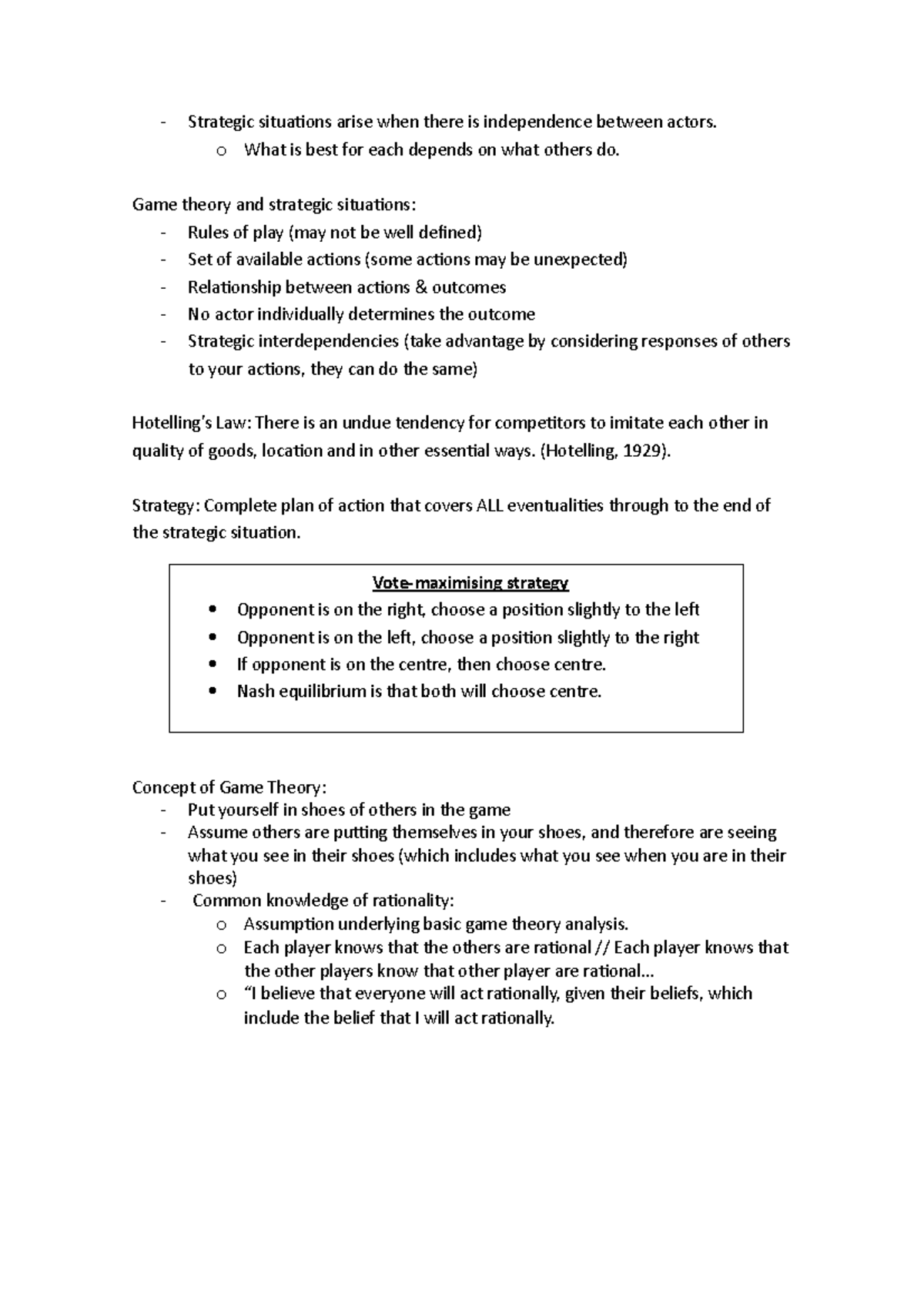 SG - Lecture 1 - To understand well the basics of strategic games ...