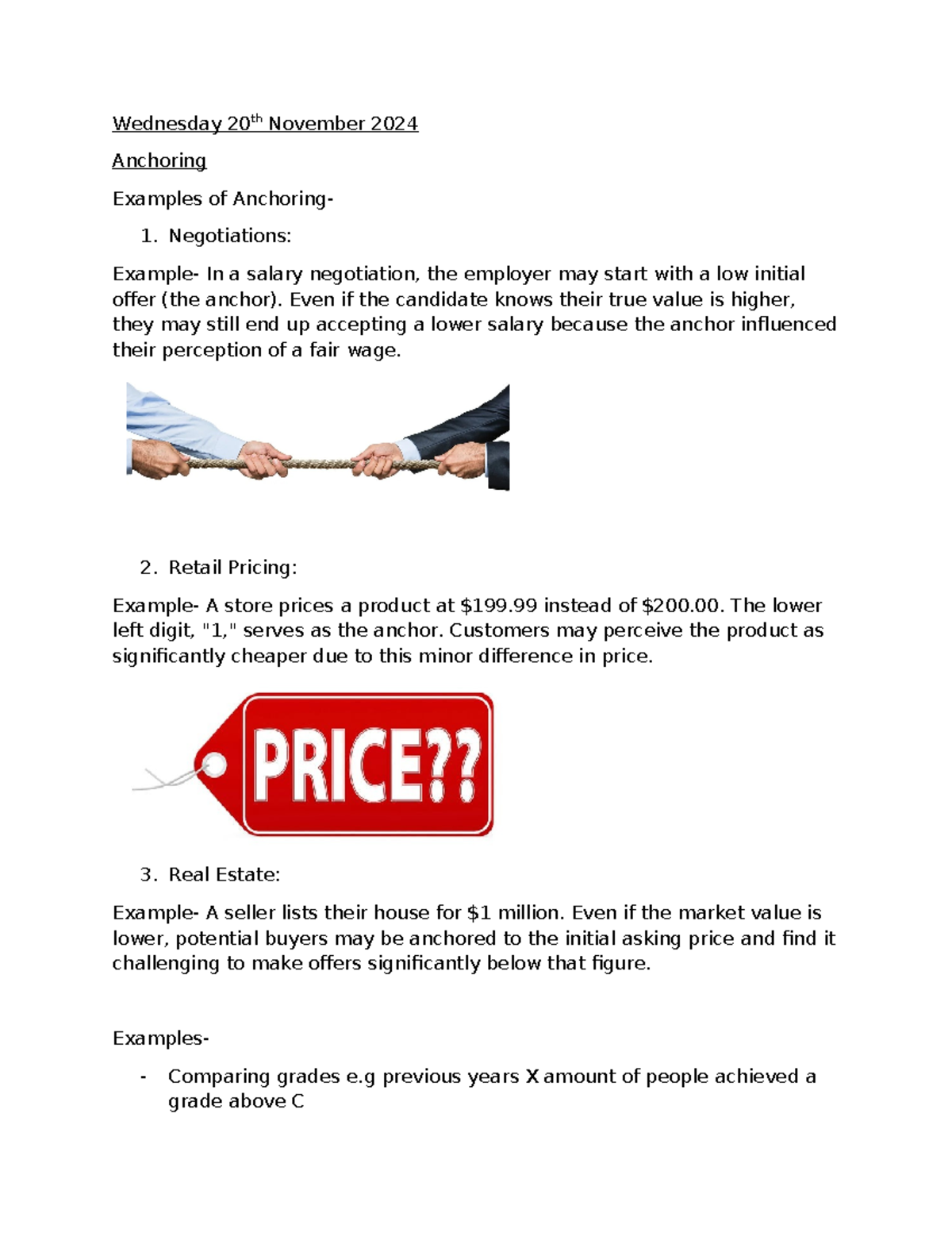 Examples of anchoring - Wednesday 20th November 2024 Anchoring Examples ...