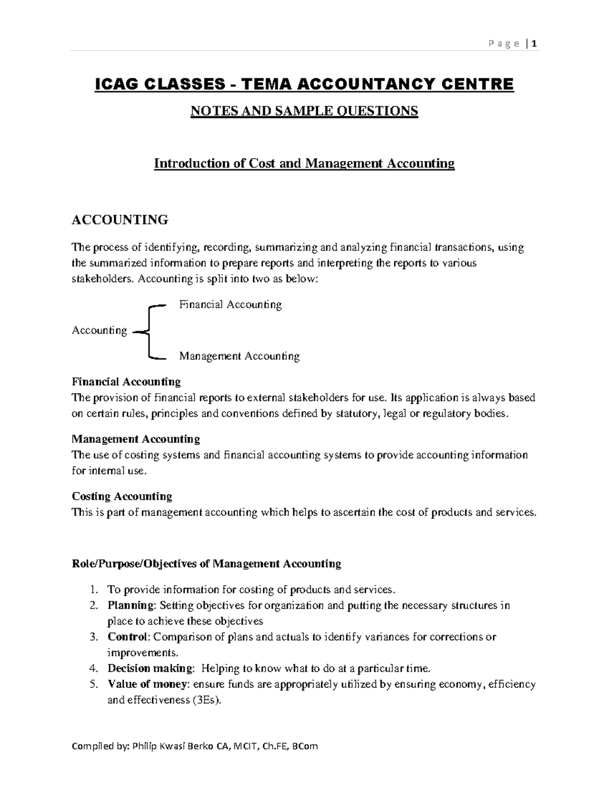 Notes & Questions on Intro - ICAG CLASSES - TEMA ACCOUNTANCY CENTRE ...