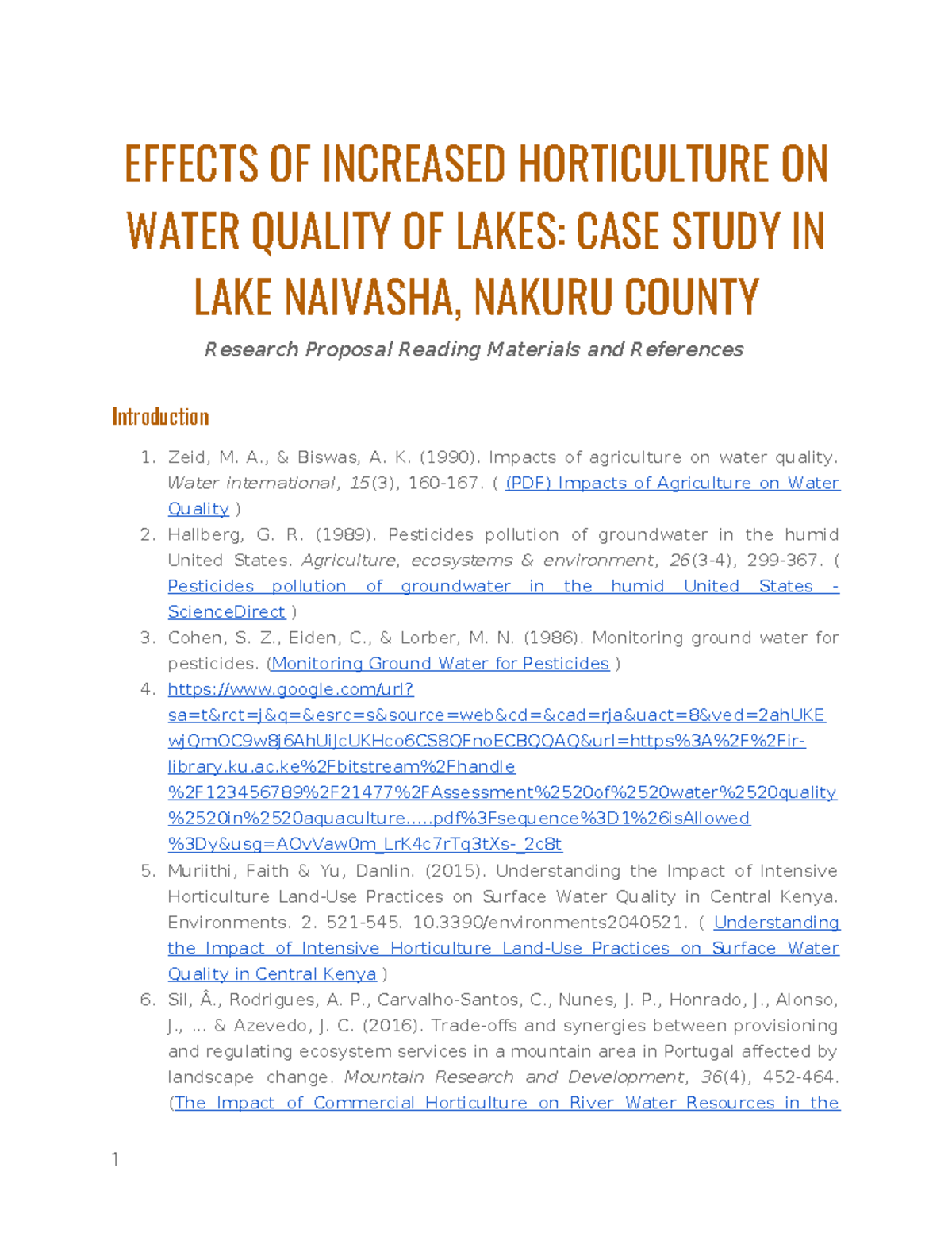 Research Project Reading Material - EFFECTS OF INCREASED HORTICULTURE ...