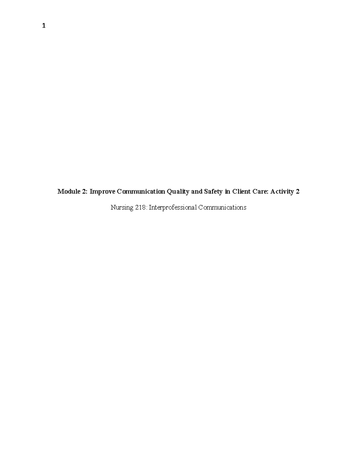 Mod 2 - Improving Communication - Activity 2 - 1 Module 2: Improve ...