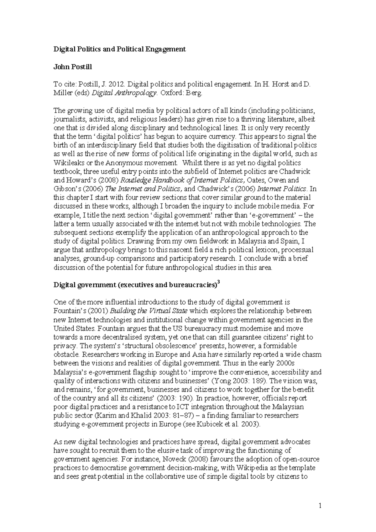 Digital politics and political engagemen - Digital Politics and ...