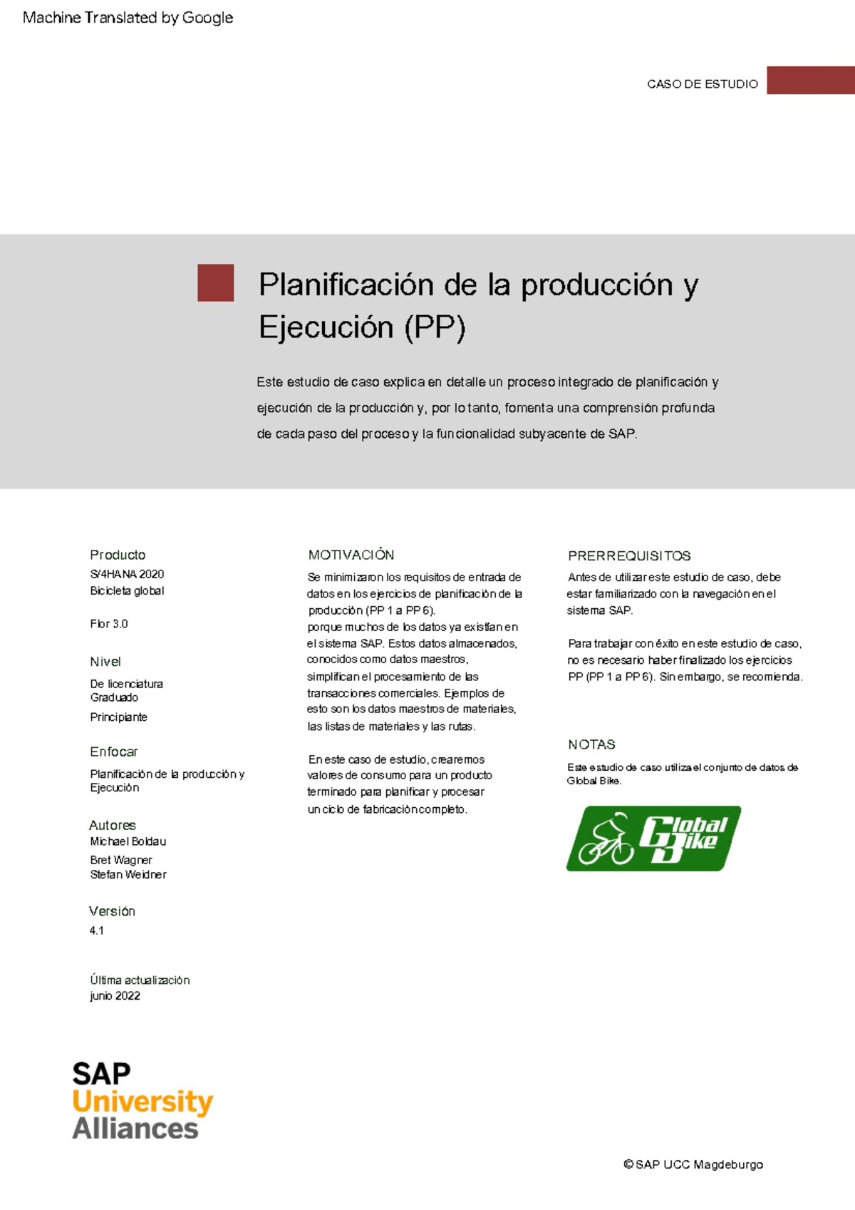 Intro S4HANA Using Global Bike Case Study PP en v4.1 - Nivel Versión ...
