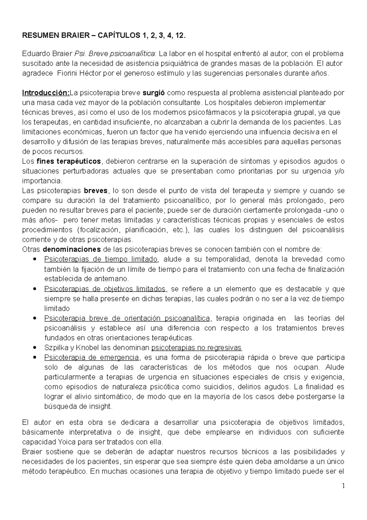 Resumen clinica - completo - RESUMEN BRAIER – CAPÍTULOS 1, 2, 3, 4, 12 ...
