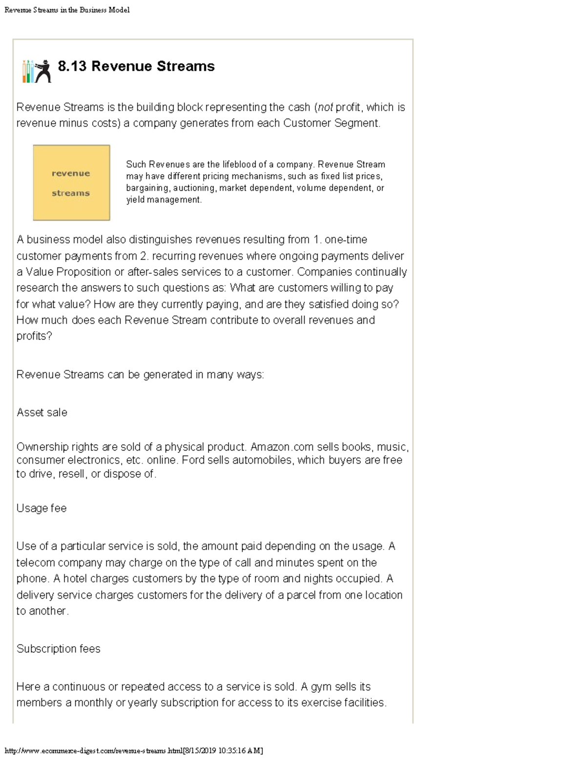 Revenue Streams - html[8/15/2019 10:35:16 AM] 8 Revenue Streams Revenue ...