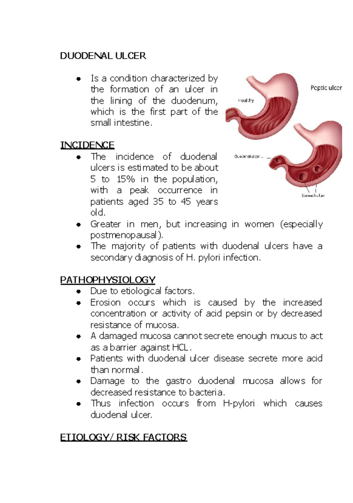 Duodenal- Ulcer - DUODENAL ULCER Is a condition characterized by the ...