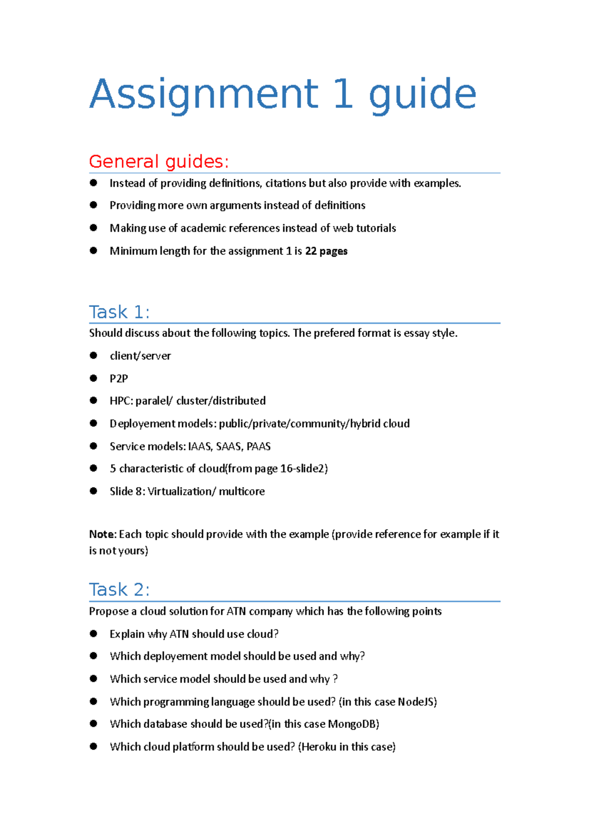 Assignment 1 guide - terst - Assignment 1 guide General guides: Instead ...
