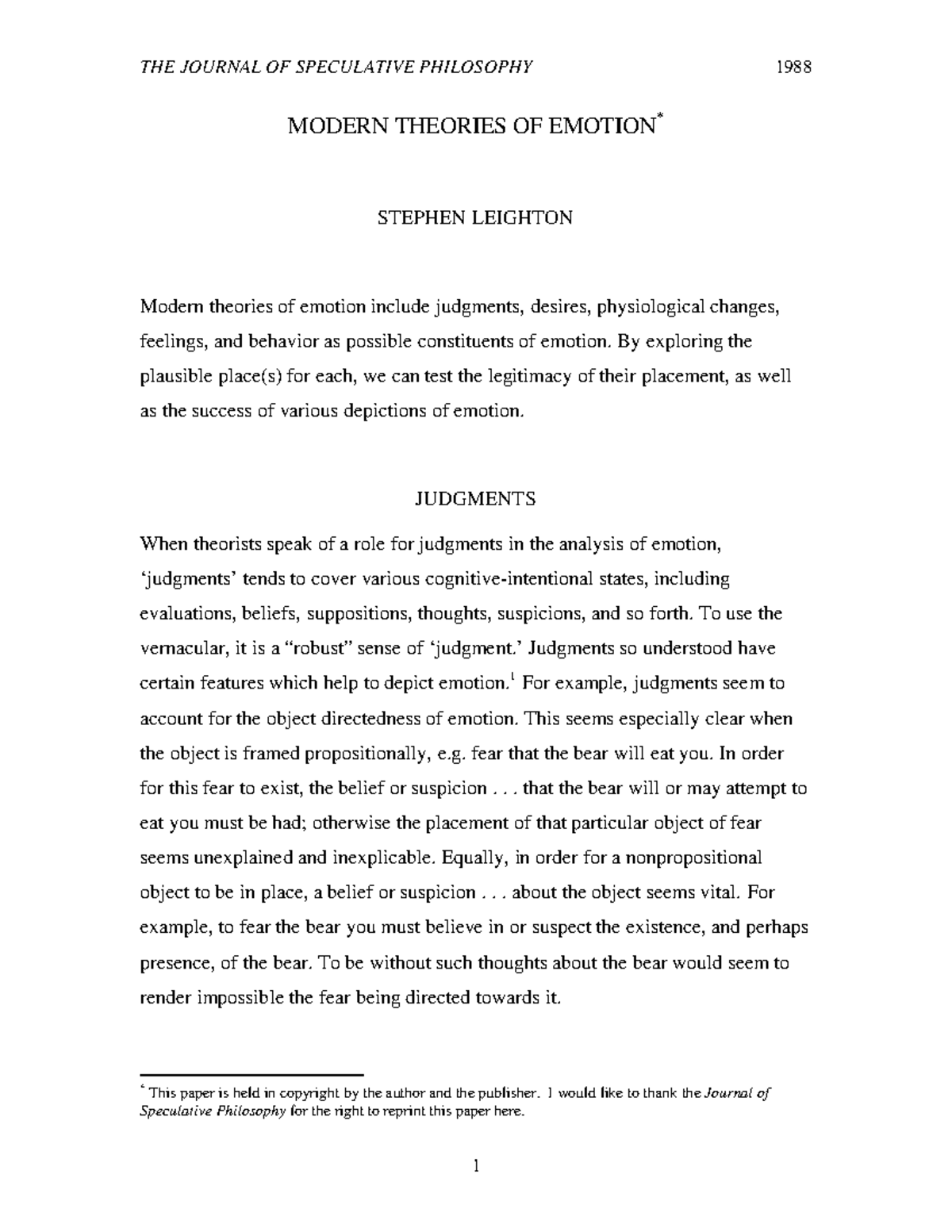 Modern Theories of Emotion - MODERN THEORIES OF EMOTION* STEPHEN ...