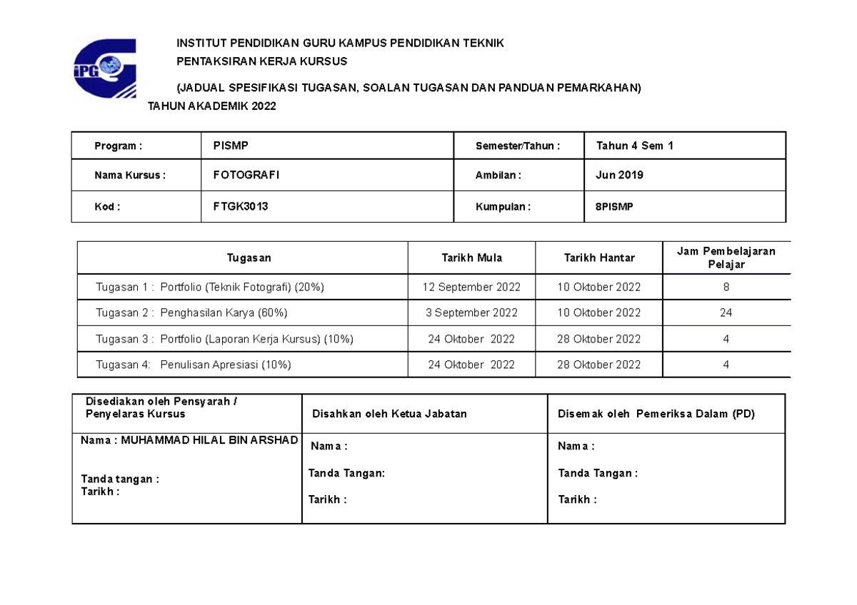 Kerja Kursus FTGK3013 2021 - INSTITUT PENDIDIKAN GURU KAMPUS PENDIDIKAN ...