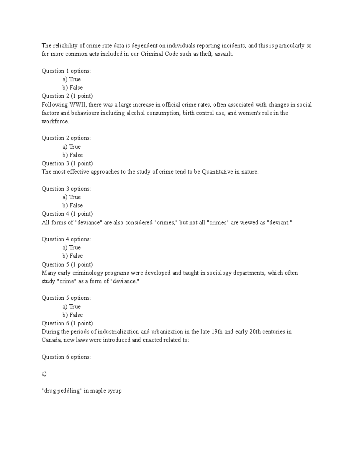 Criminology 1001 (Quiz 2) Todd Baron - The reliability of crime rate ...