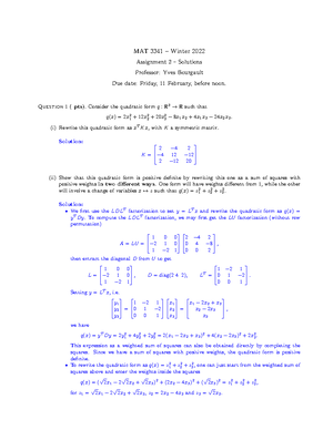 Assignment 2 MAT 3341 - MAT 3341 – Winter 2022 Assignment 2 Professor ...