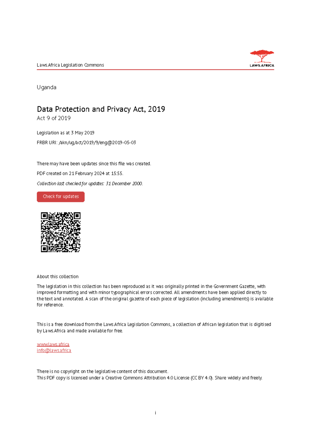 Data Protection and Privacy Act 2019 - Laws Legislation Commons Uganda ...