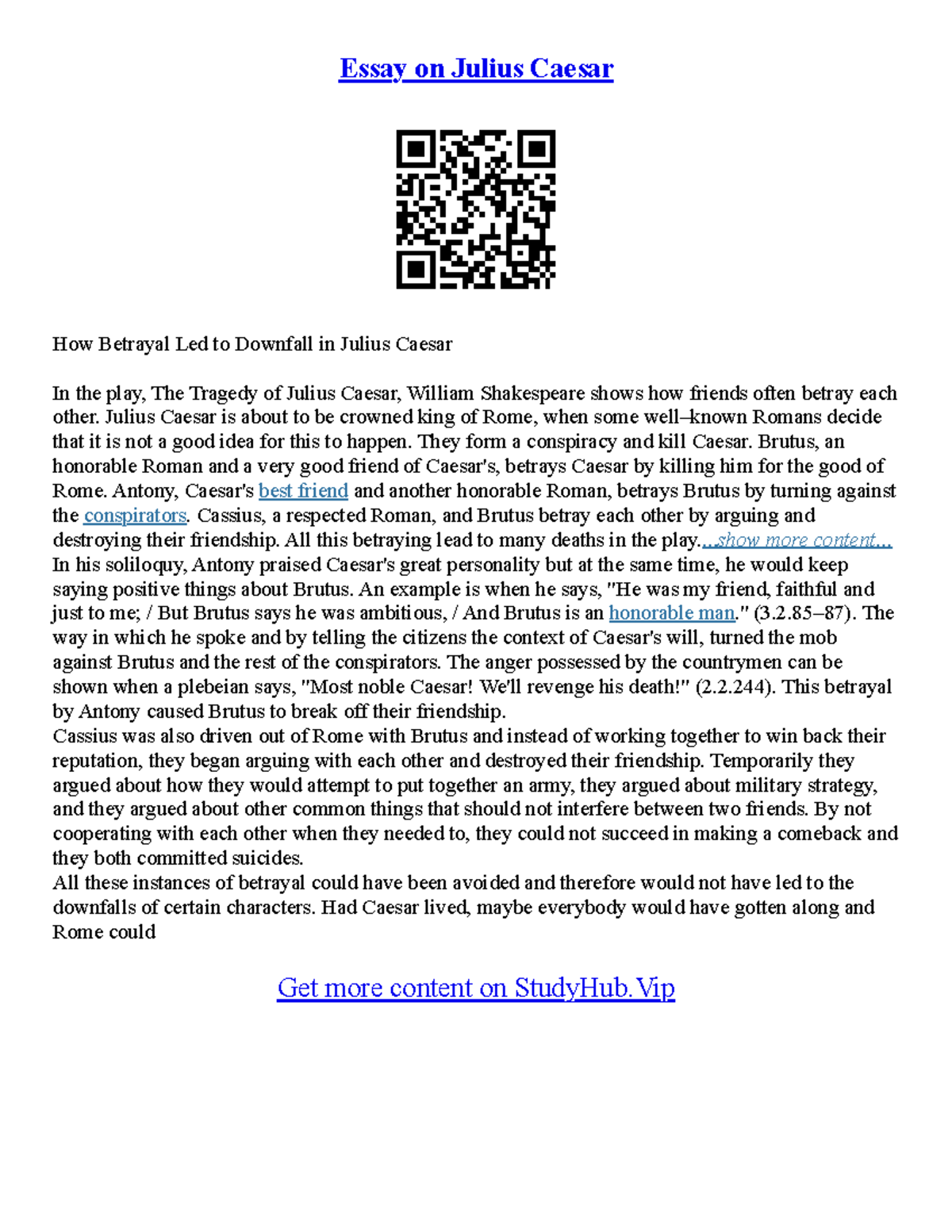 Essays On Julius Caesar - Essay on Julius Caesar How Betrayal Led to ...