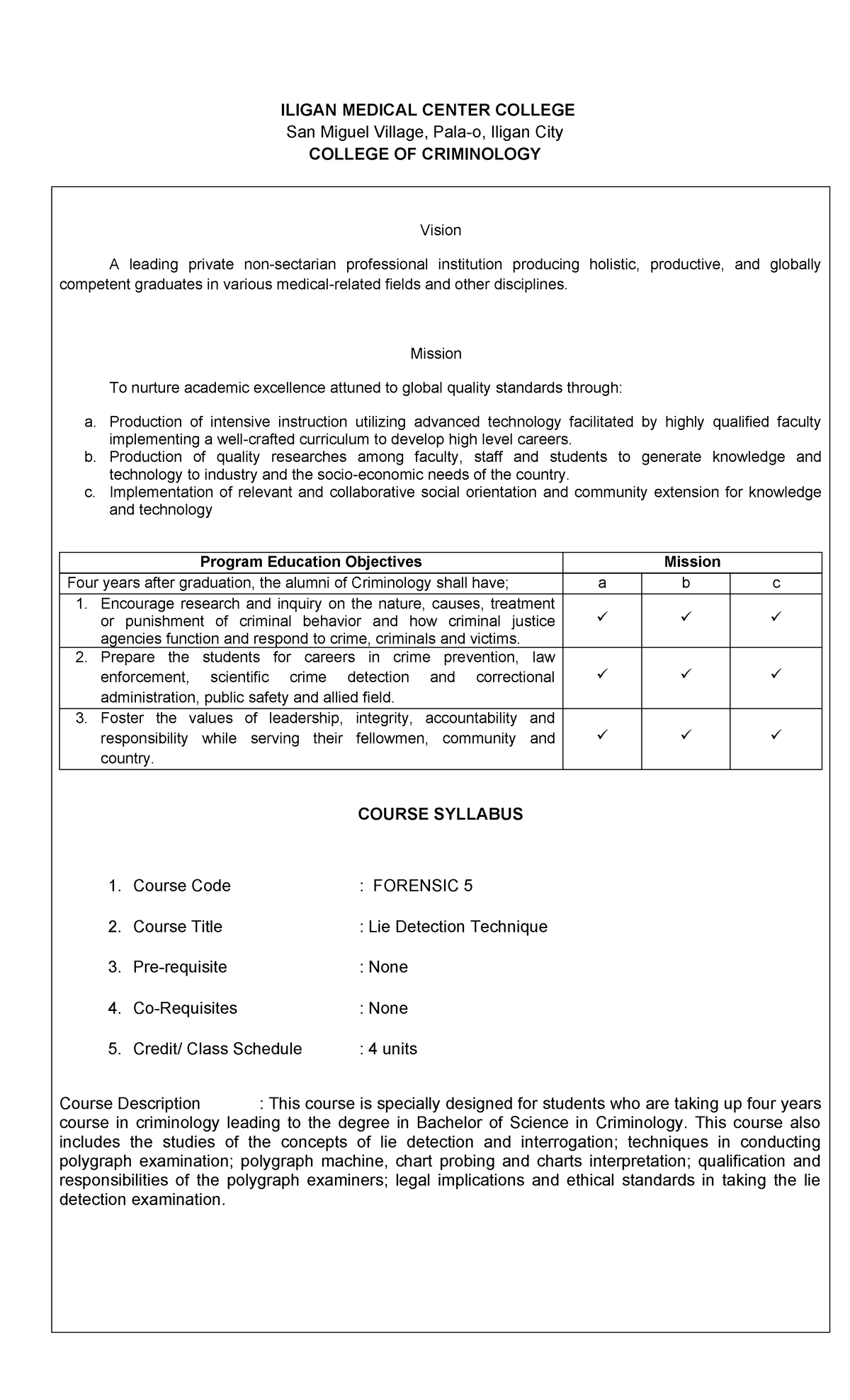 Forensic-5 Syllabus - this is Forensic Photography - ILIGAN MEDICAL ...