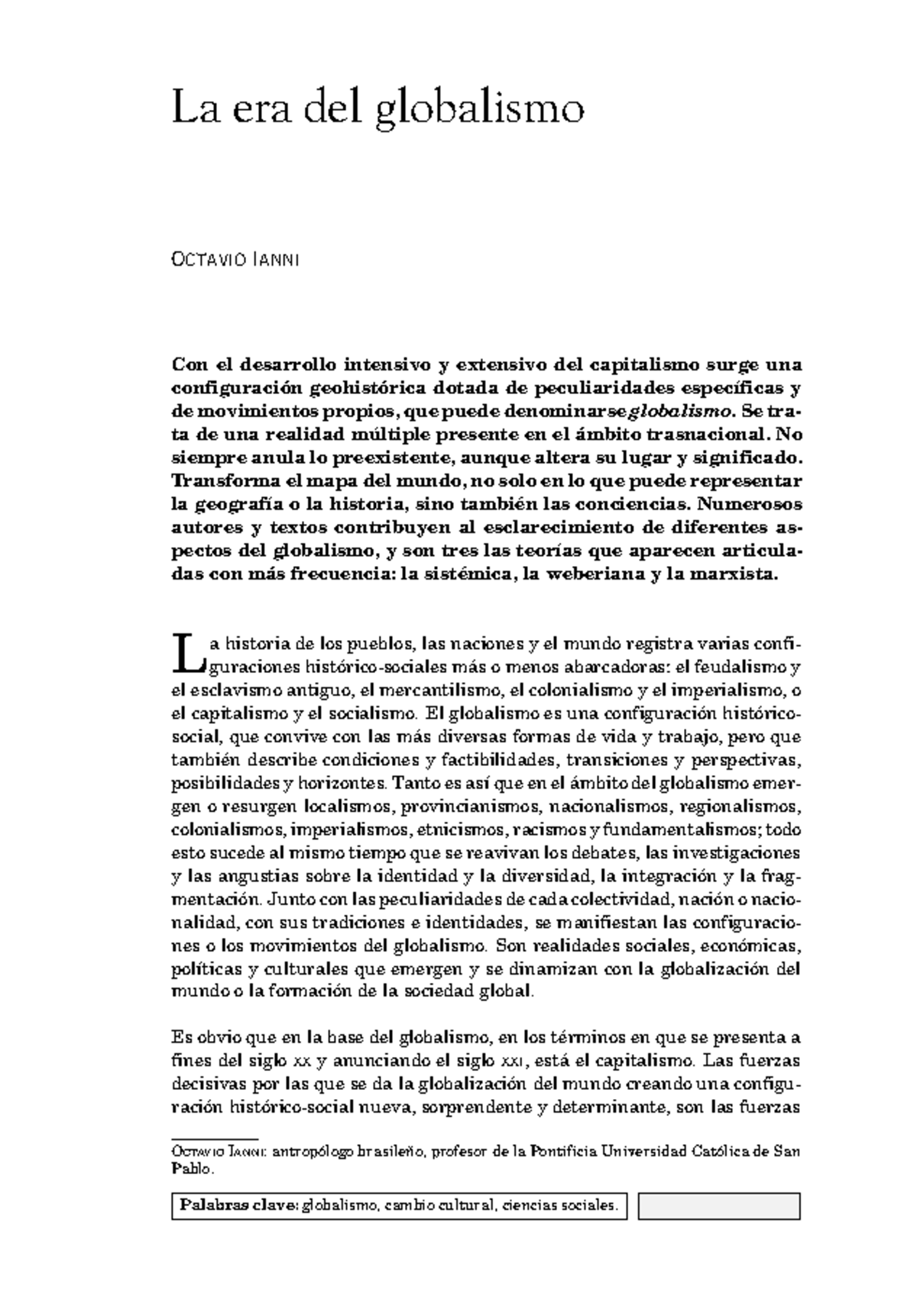 2798 1 - Globalismo - La era del globalismo Octavio Ianni Palabras ...