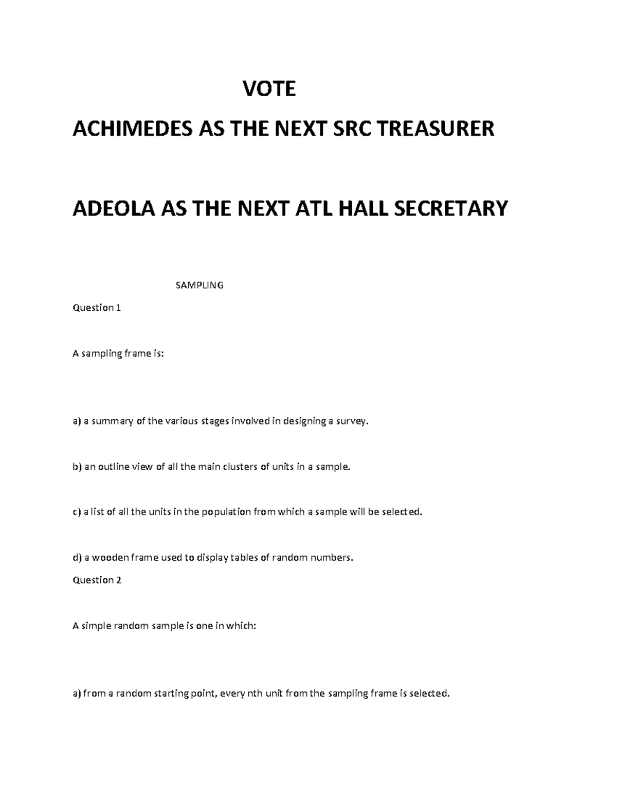 Research Questions AND Answers - VOTE ACHIMEDES AS THE NEXT SRC ...