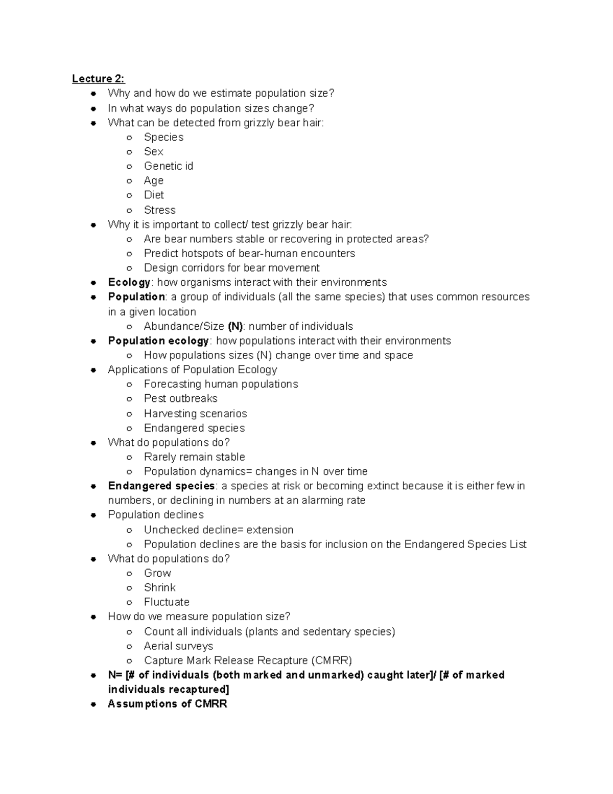 Ecology ECOL Lecture Notes Lecture 2 Why And How Do We Estimate ecology-ecol-lecture-notes-lecture-2-why-and-how-do-we-estimate
