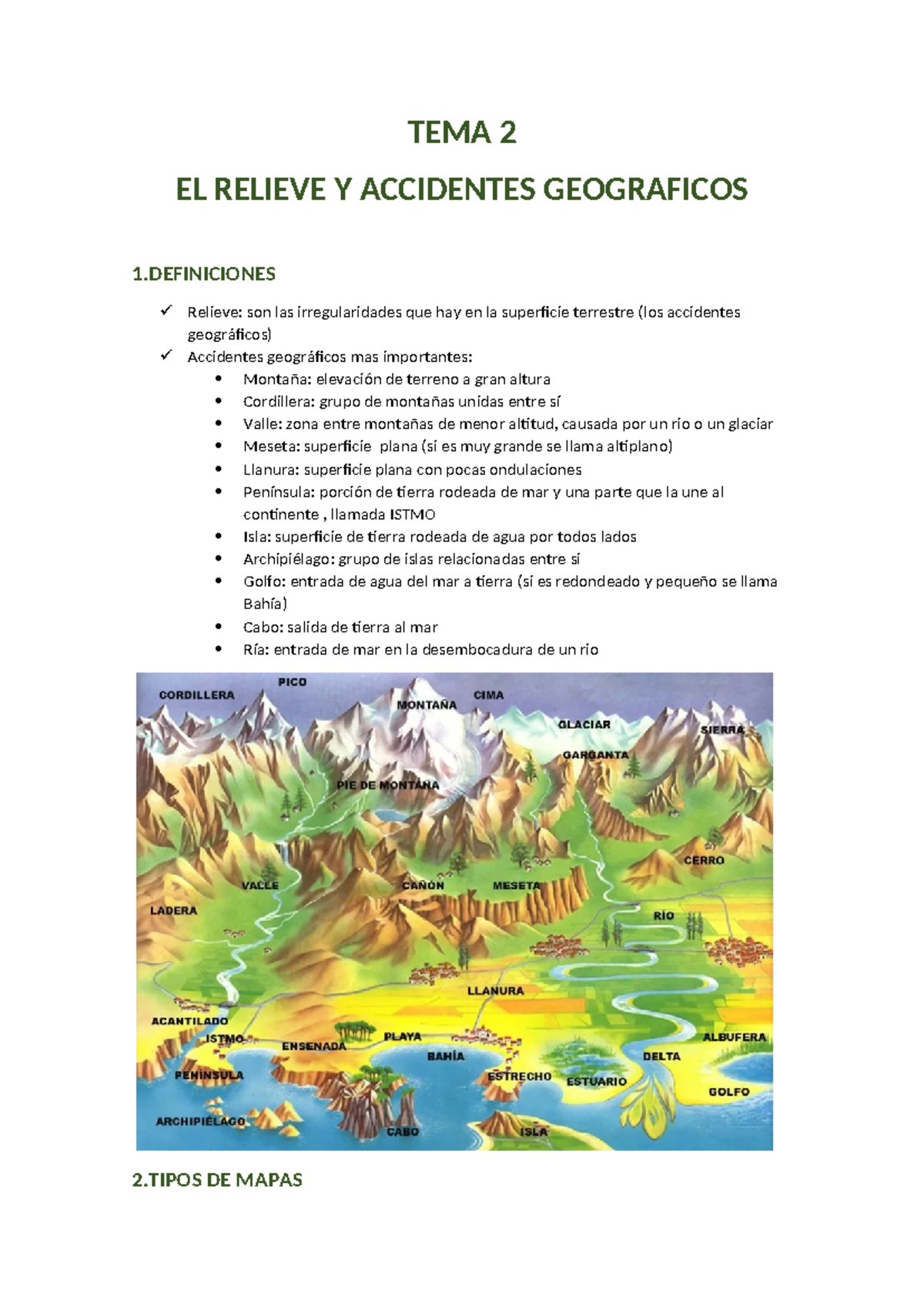 TEMA 2 sociales - resumen del tema - TEMA 2 EL RELIEVE Y ACCIDENTES ...