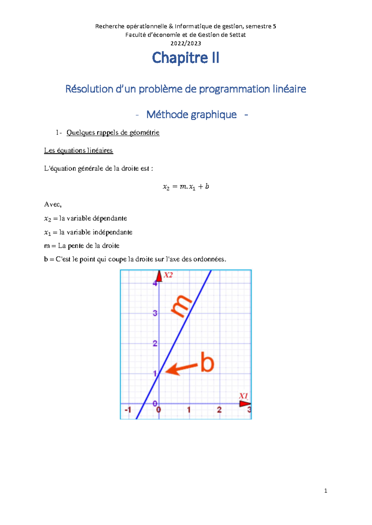 Chapitre 2 La méthode graphique - Faculté d’économie et de Gestion de Settat 2022/ Chapitre II ...