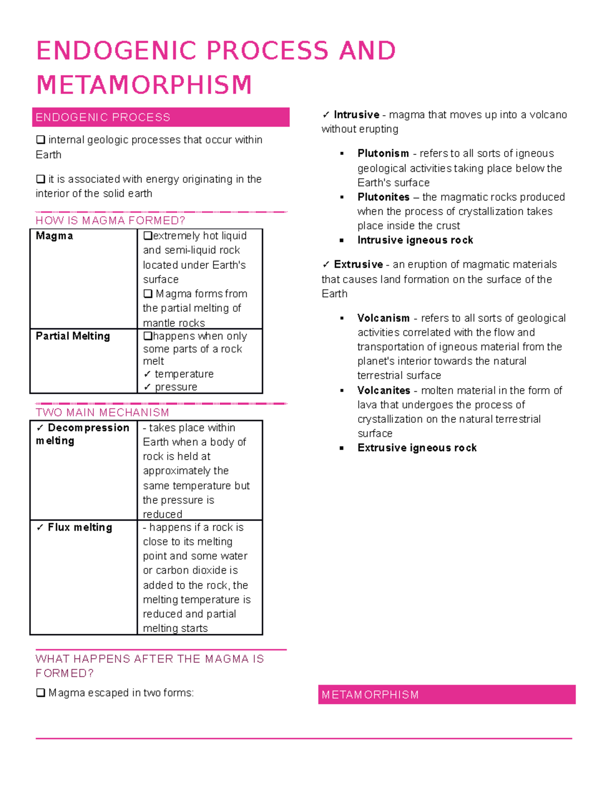 Endogenic Process and Metamorphism - ENDOGENIC PROCESS AND METAMORPHISM ...