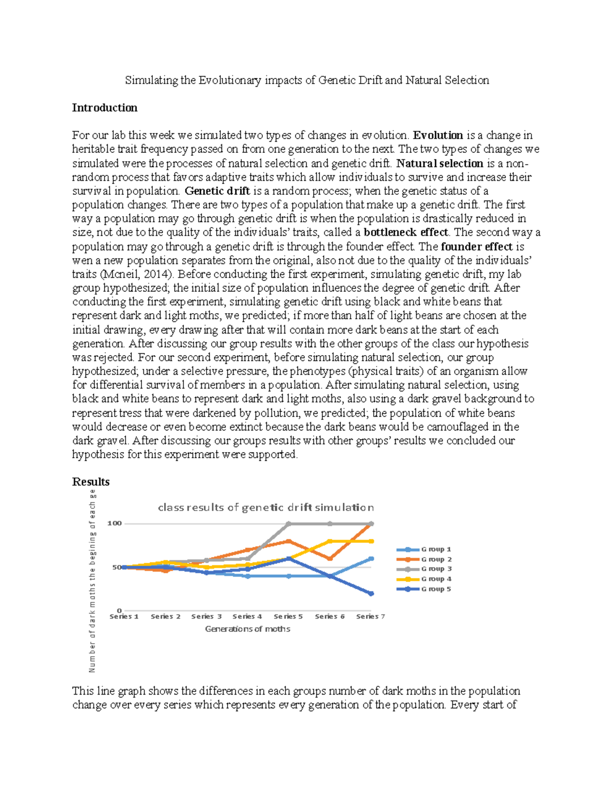 Human Biology 101G Lab 7 - Simulating the Evolutionary impacts of ...