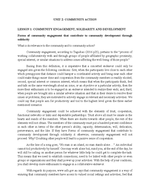 UNIT 2-COMMUNITY INITIATIVES - LESSON 2: ESSENTIAL ASPECTS OF A ...