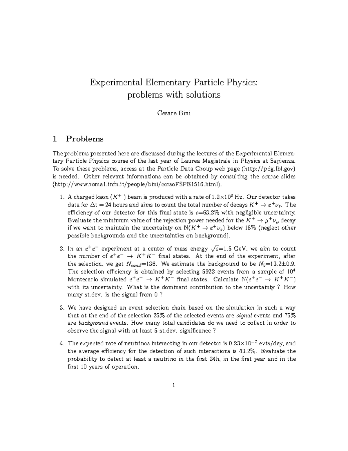 Problems Solutions - Experimental Elementary Particle Physics: problems ...