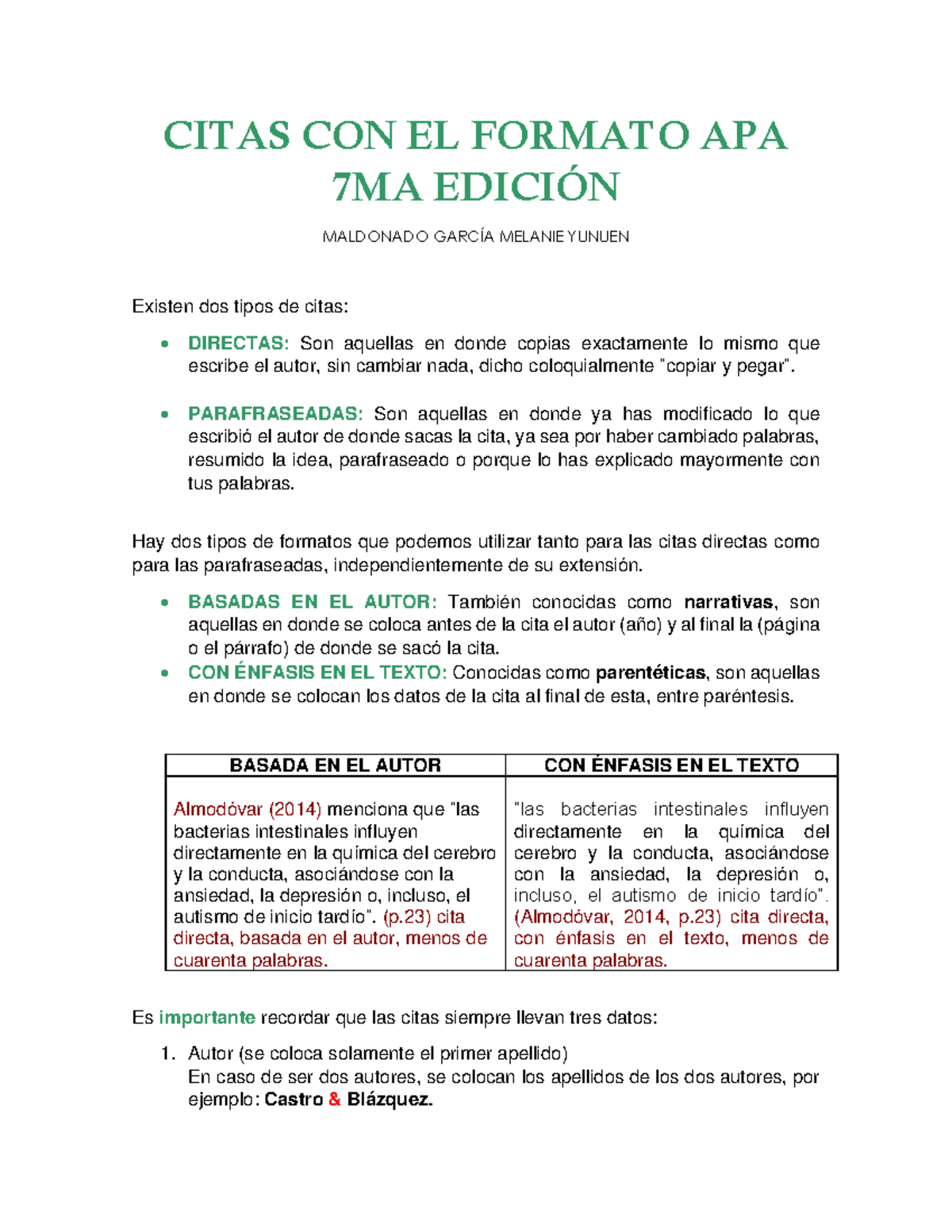 Citas CON EL Formato APA 7MA Edición - CITAS CON EL FORMATO APA 7MA ...