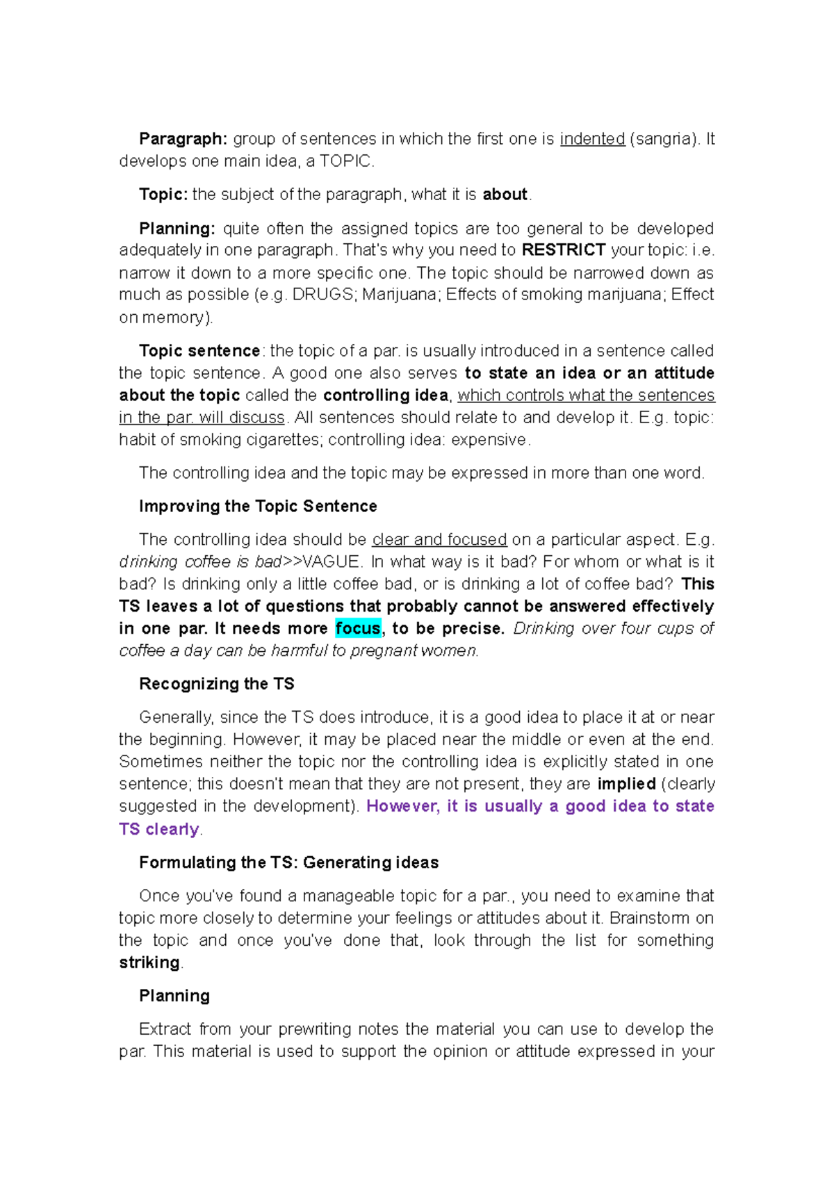 Paragraph Writing - Paragraph: group of sentences in which the first ...