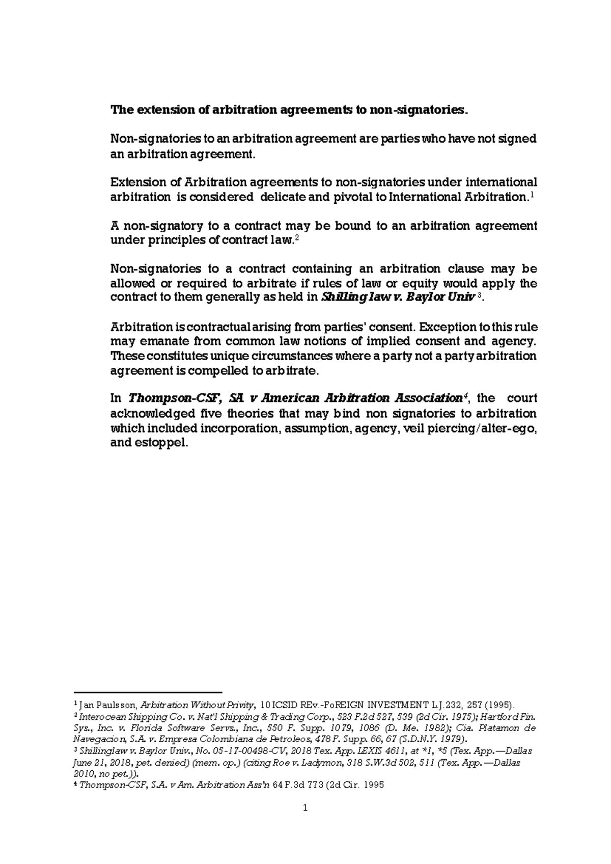 The extension of arbitration agreements to non-signatories - Non-signatories to an arbitration ...