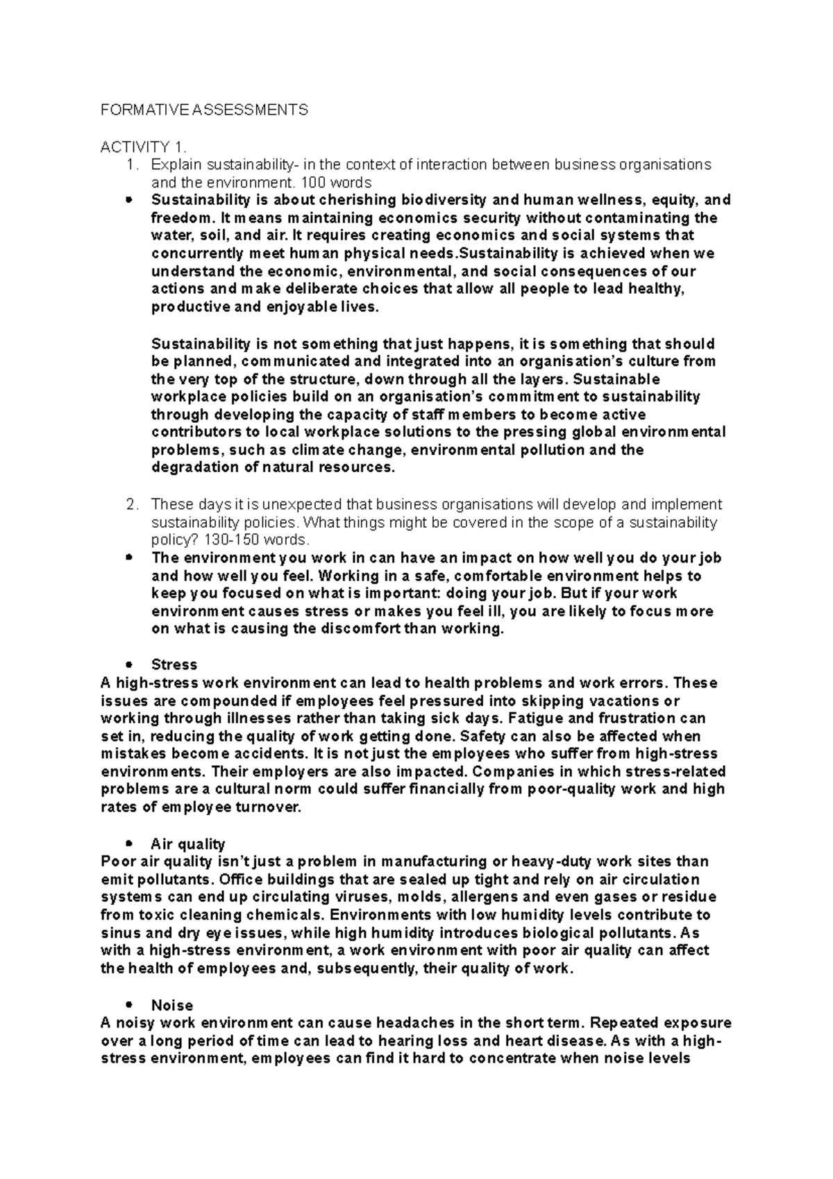 Formative Assessments Bsbsus 501 - FORMATIVE ASSESSMENTS ACTIVITY 1 ...