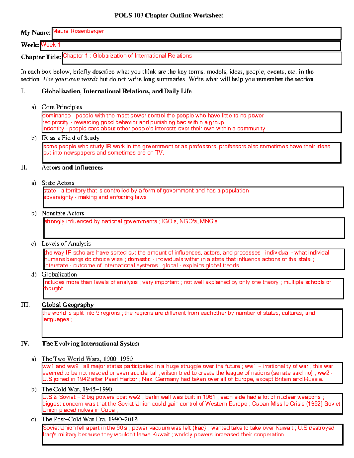 Chapter 1 Outline Worksheet - completed - POLS 103 Chapter Outline ...