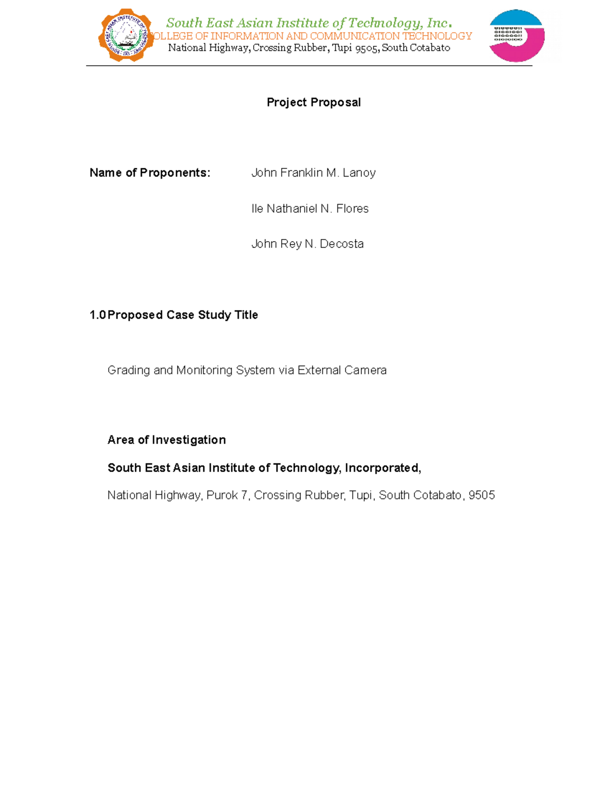 Title-Proposal - TITLE PROPOSAL - - Studocu