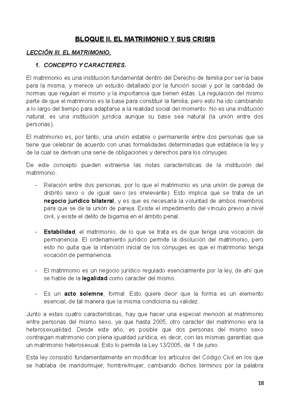 LeccióN III - tema 3 derecho de familia - BLOQUE II. EL MATRIMONIO Y SUS CRISIS LECCIÓN III. EL ...