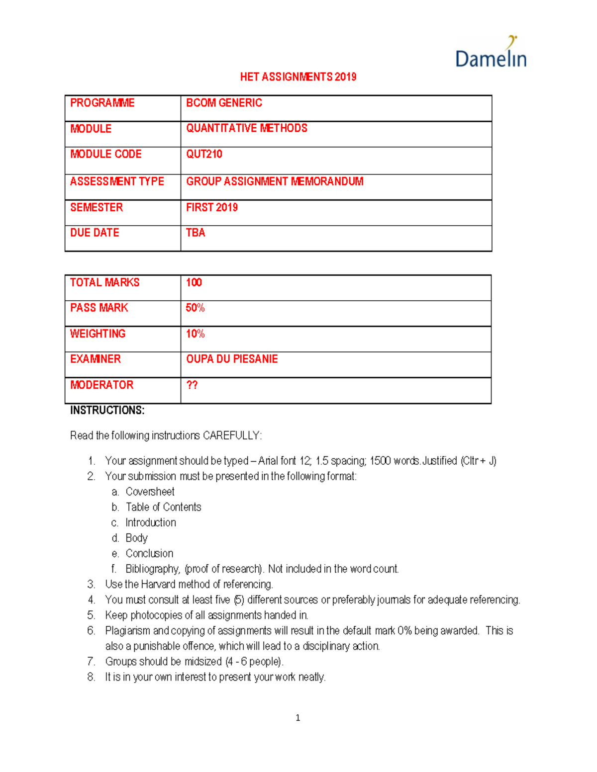 Quantitative Techniques Group Assignment Memo - Warning: TT: undefined function: 22 HET ...