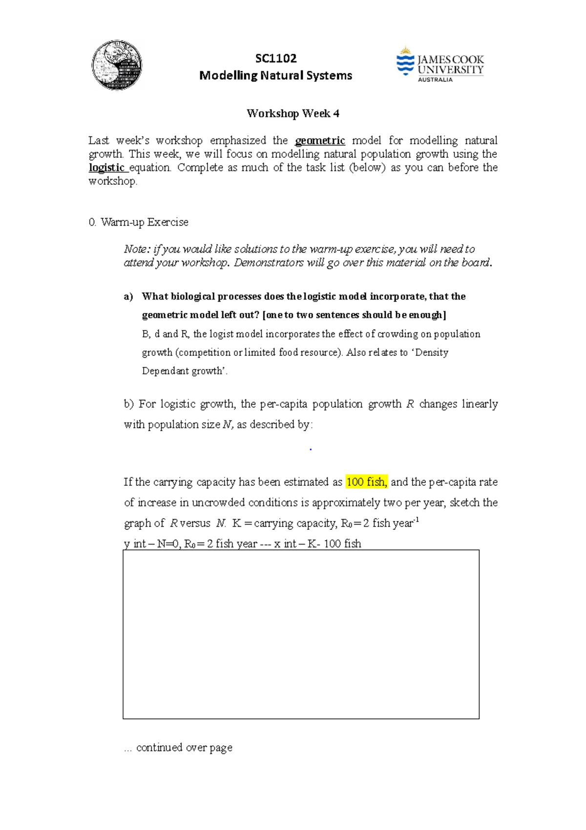 SC1102 Workshop week 4 - Modelling Natural Systems Workshop Week 4 Last ...
