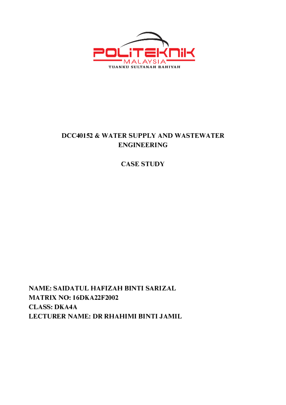 Cas study.pdf.11102024 - DCC40152 & WATER SUPPLY AND WASTEWATER ...