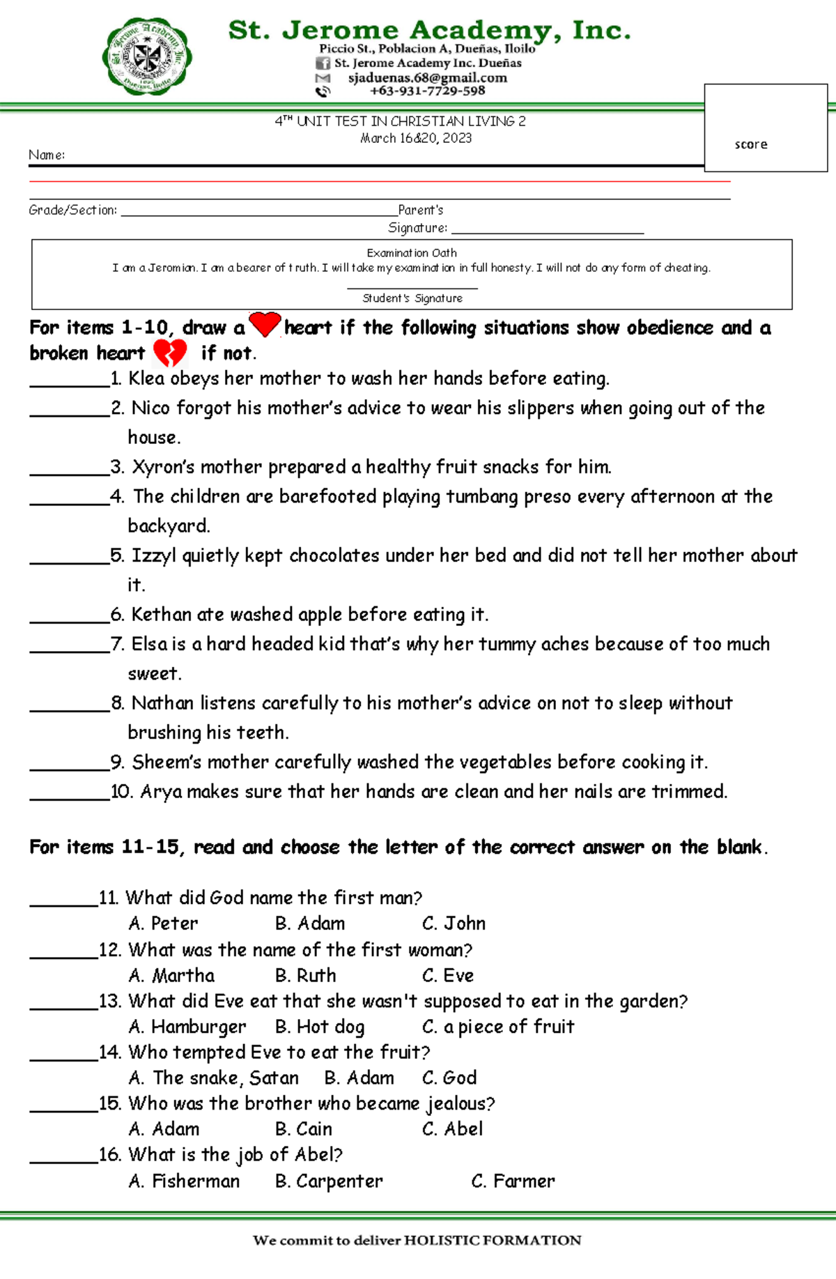 Inbound 5947174915123574498 - 4 TH UNIT TEST IN CHRISTIAN LIVING 2 ...